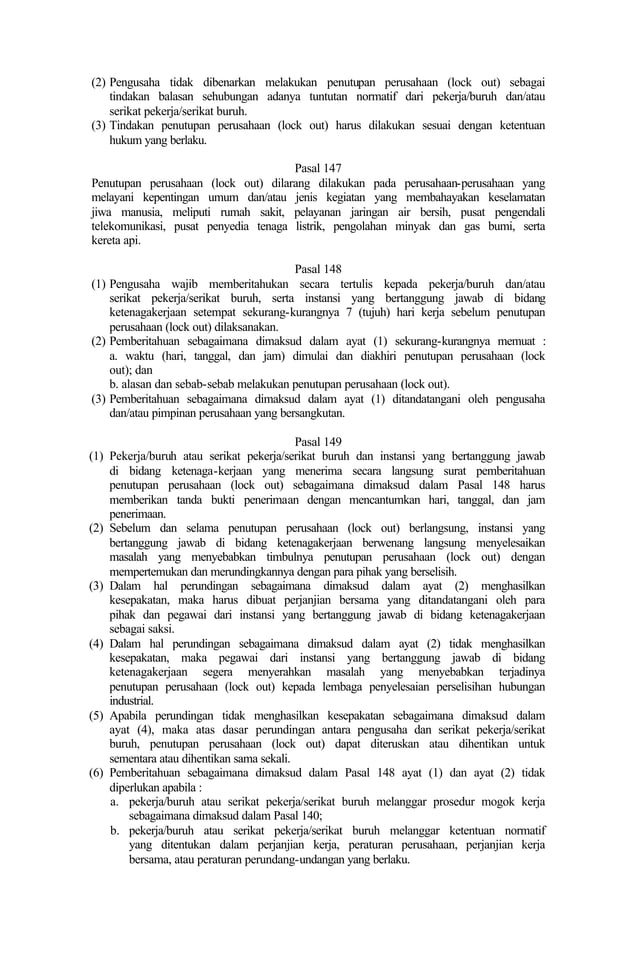 UU No 13 Tahun 2013 tentang Ketenaga Kerjaan | PDF