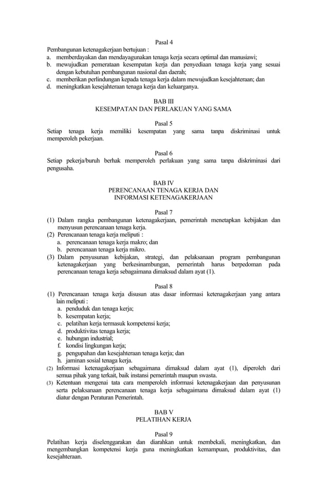 UU No 13 Tahun 2013 tentang Ketenaga Kerjaan | PDF