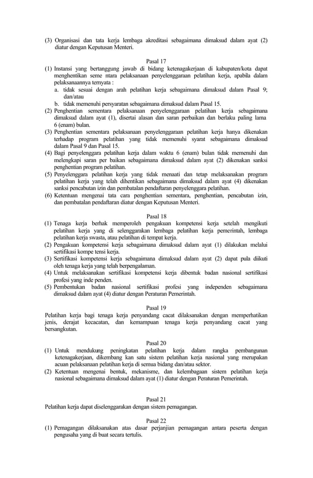 UU No 13 Tahun 2013 tentang Ketenaga Kerjaan | PDF