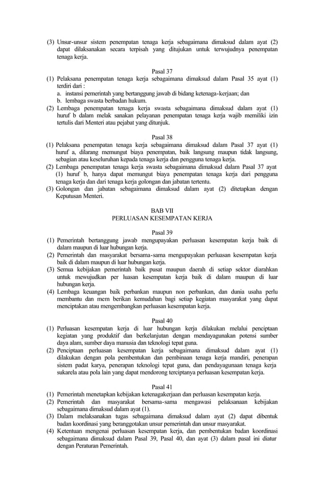 UU No 13 Tahun 2013 tentang Ketenaga Kerjaan | PDF