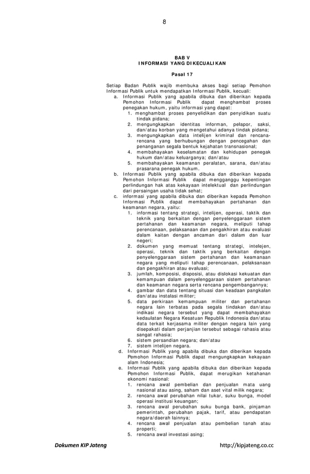 UU Nomor 14 Tahun 2008 Tentang Keterbukaan Informasi Publik | PDF