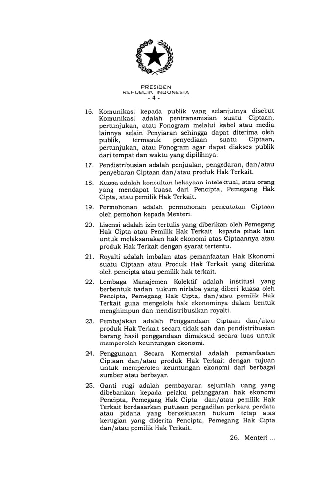 Undang-Undang Nomor 28 Tahun 2014 Tentang Hak Cipta | PDF