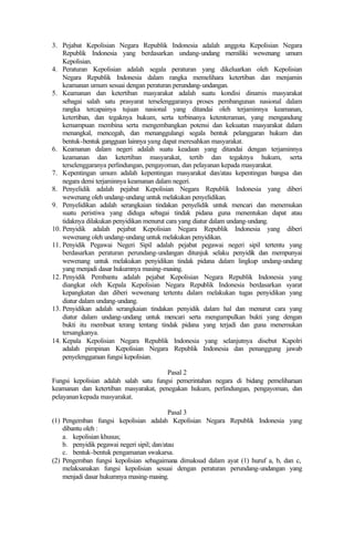 Uu nomor 2 tahun 2002 tentang kepolisian negara republik indonesia | PDF