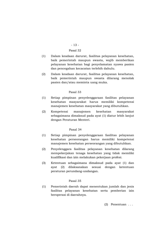 Undang Undang Nomor 36 Tahun 2009 | PDF