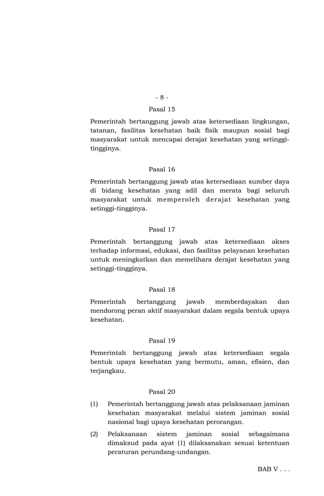 Undang Undang Nomor 36 Tahun 2009 | PDF