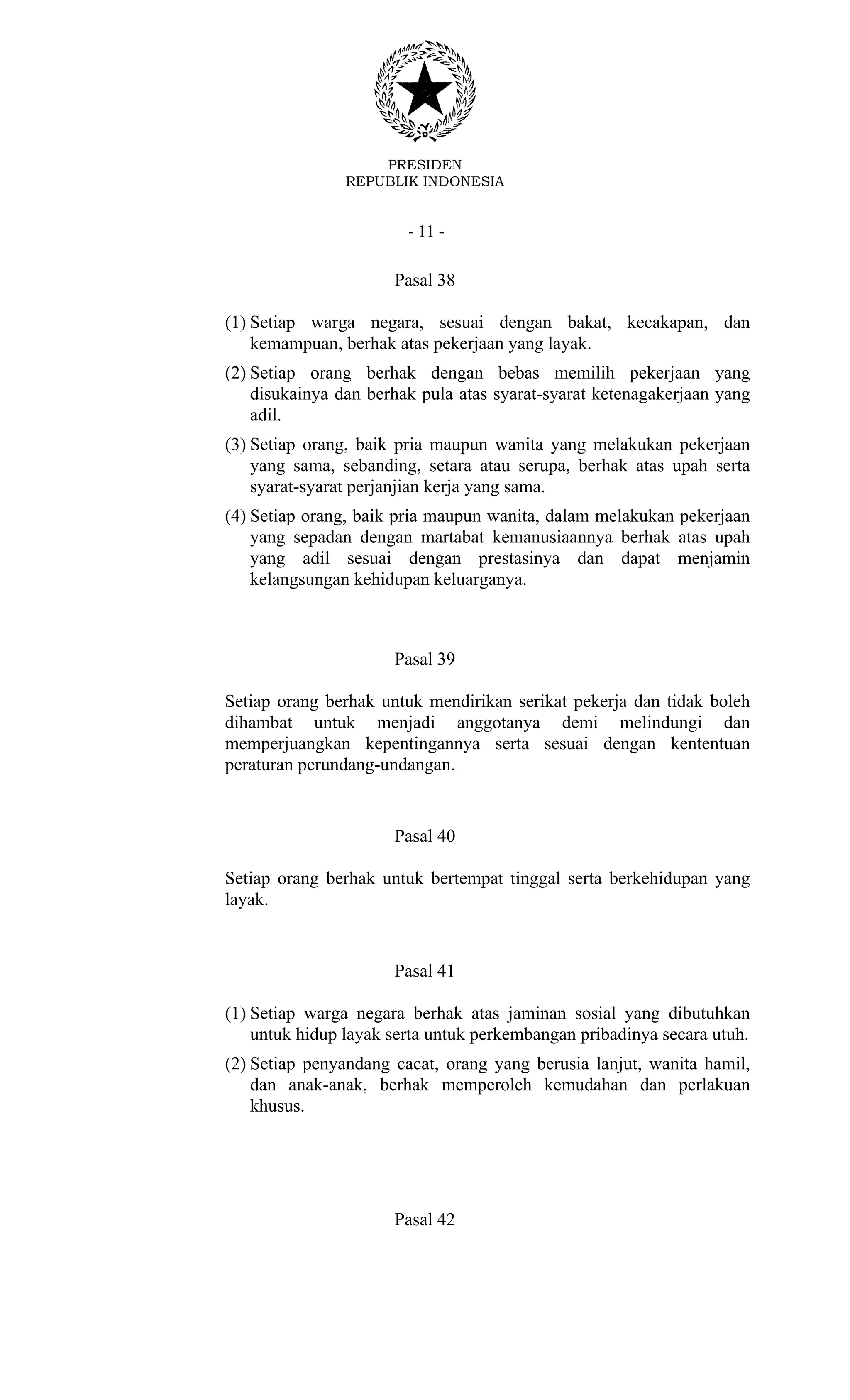 Undang Undang Negara Republik Indonesia Nomor 39 Tahun 1999 | PDF
