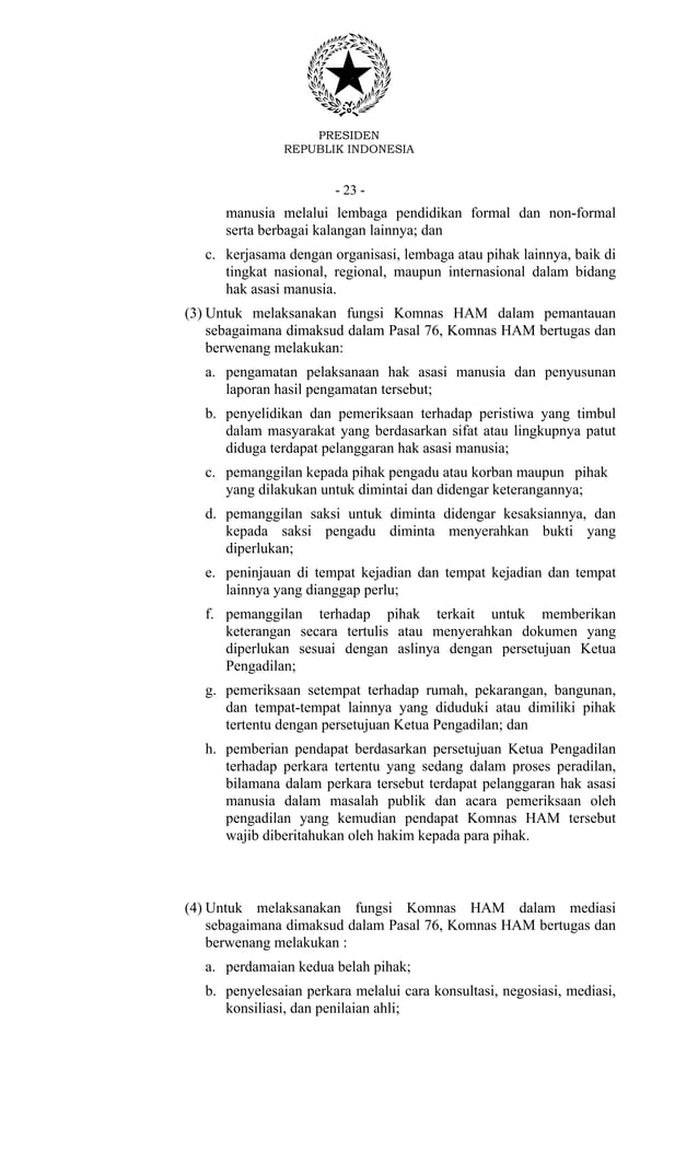 Undang Undang Negara Republik Indonesia Nomor 39 Tahun 1999 | PDF