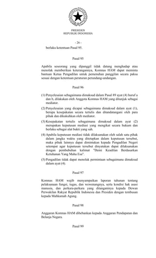 Undang Undang Negara Republik Indonesia Nomor 39 Tahun 1999 | PDF