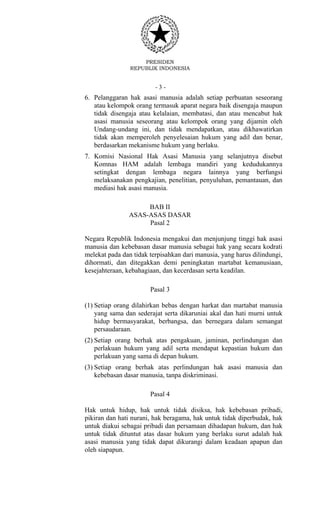 Undang Undang Negara Republik Indonesia Nomor 39 Tahun 1999 | PDF
