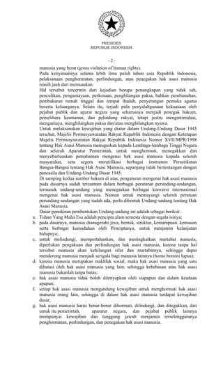 Undang Undang Negara Republik Indonesia Nomor 39 Tahun 1999 | PDF