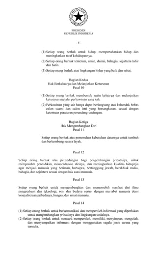 Undang Undang Negara Republik Indonesia Nomor 39 Tahun 1999 | PDF