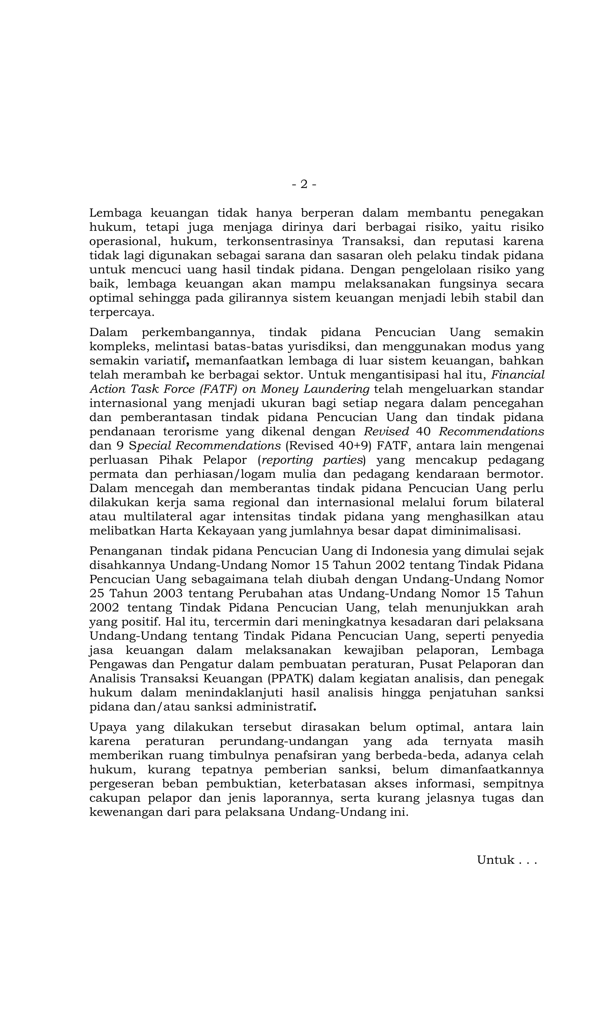 Uu nomor 8 tahun 2010 tentang pencegahan dan pemberantasan t | PDF