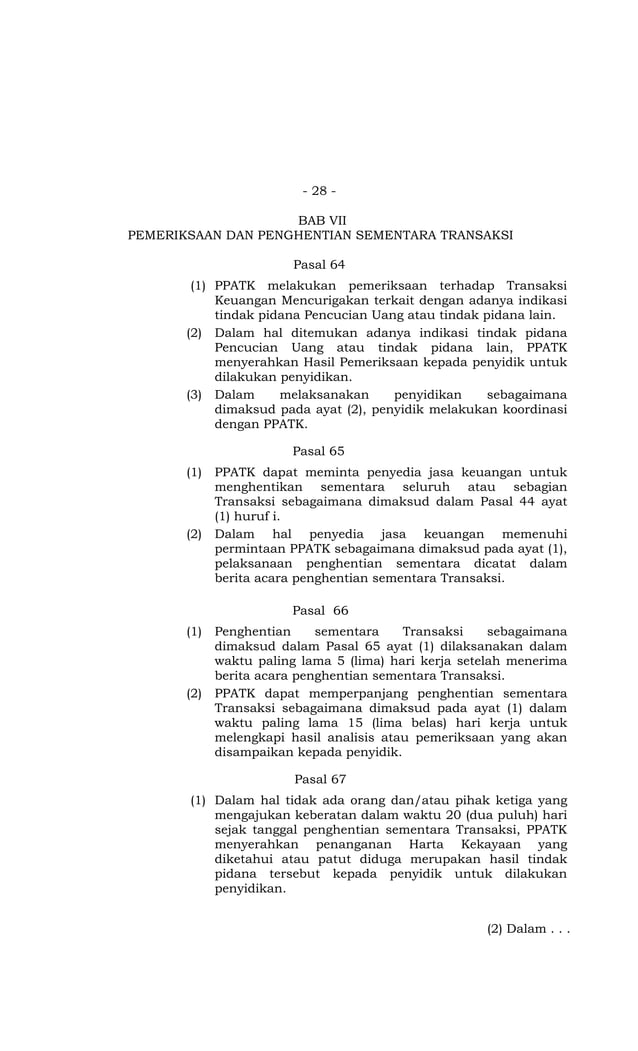 Uu nomor 8 tahun 2010 tentang pencegahan dan pemberantasan t | PDF