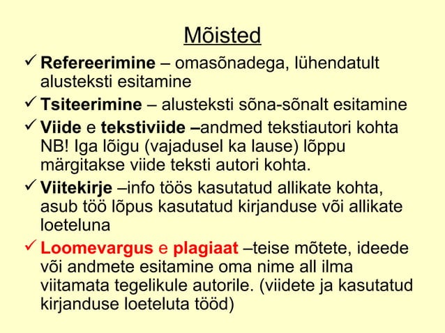 Uurimistöö, referaadi jm teadusliku teksti kirjutamine | PPT
