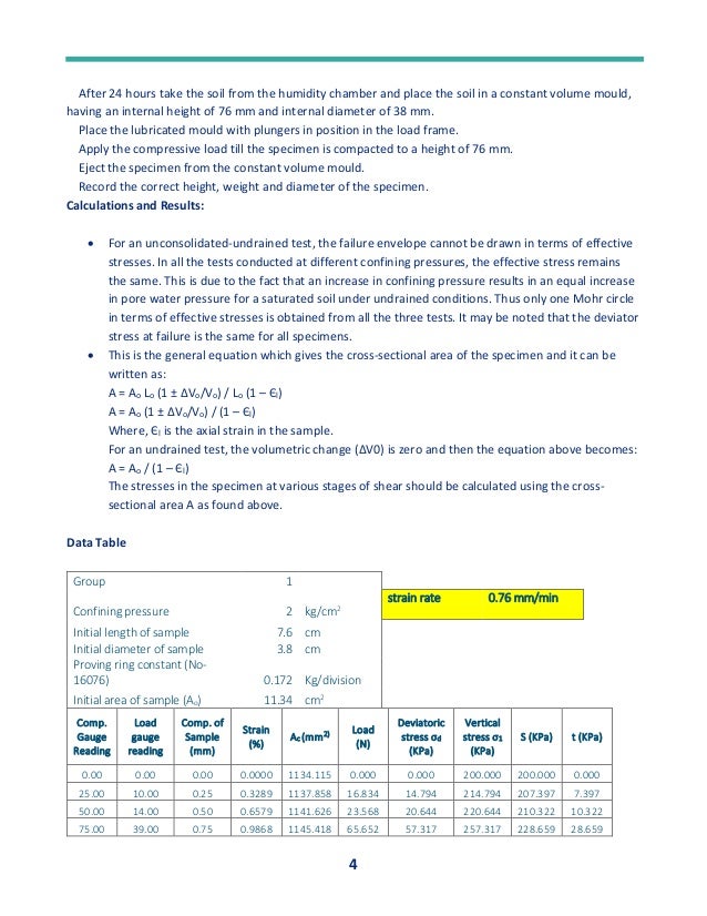 Unconsolidated Undrained (UU) Triaxial Test | PDF