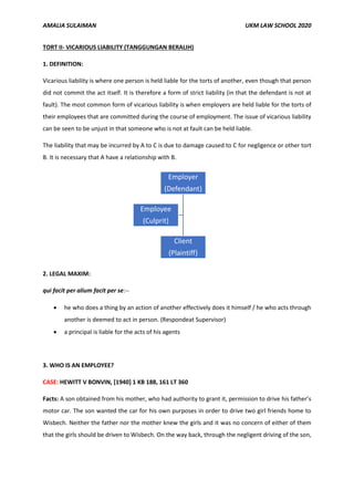 TORT II [vicarious liability notes] | PDF