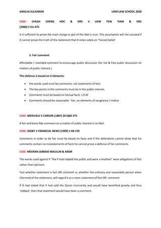 TORT II [defamation notes] | PDF