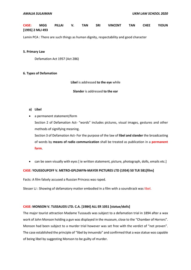 TORT II [defamation notes] | PDF