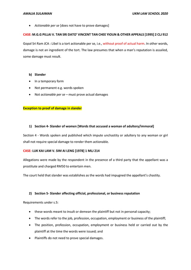 TORT II [defamation notes] | PDF