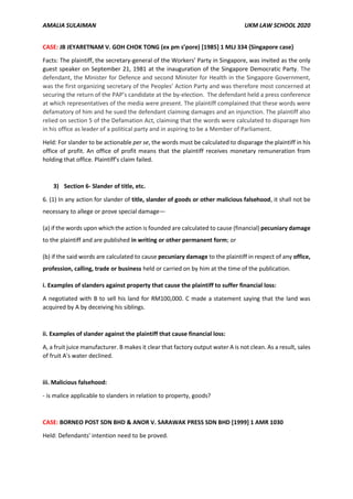 TORT II [defamation notes] | PDF