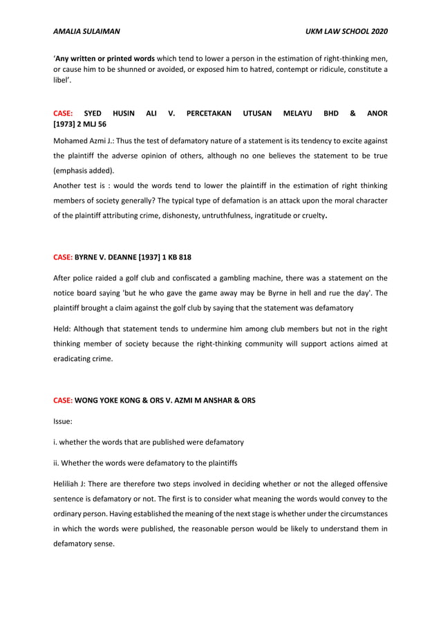 TORT II [defamation notes] | PDF