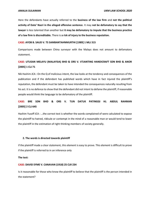 TORT II [defamation notes] | PDF