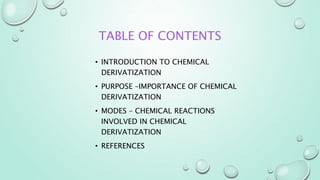 ultra voilet chemical derivatisation | PPTX | Chemistry | Science
