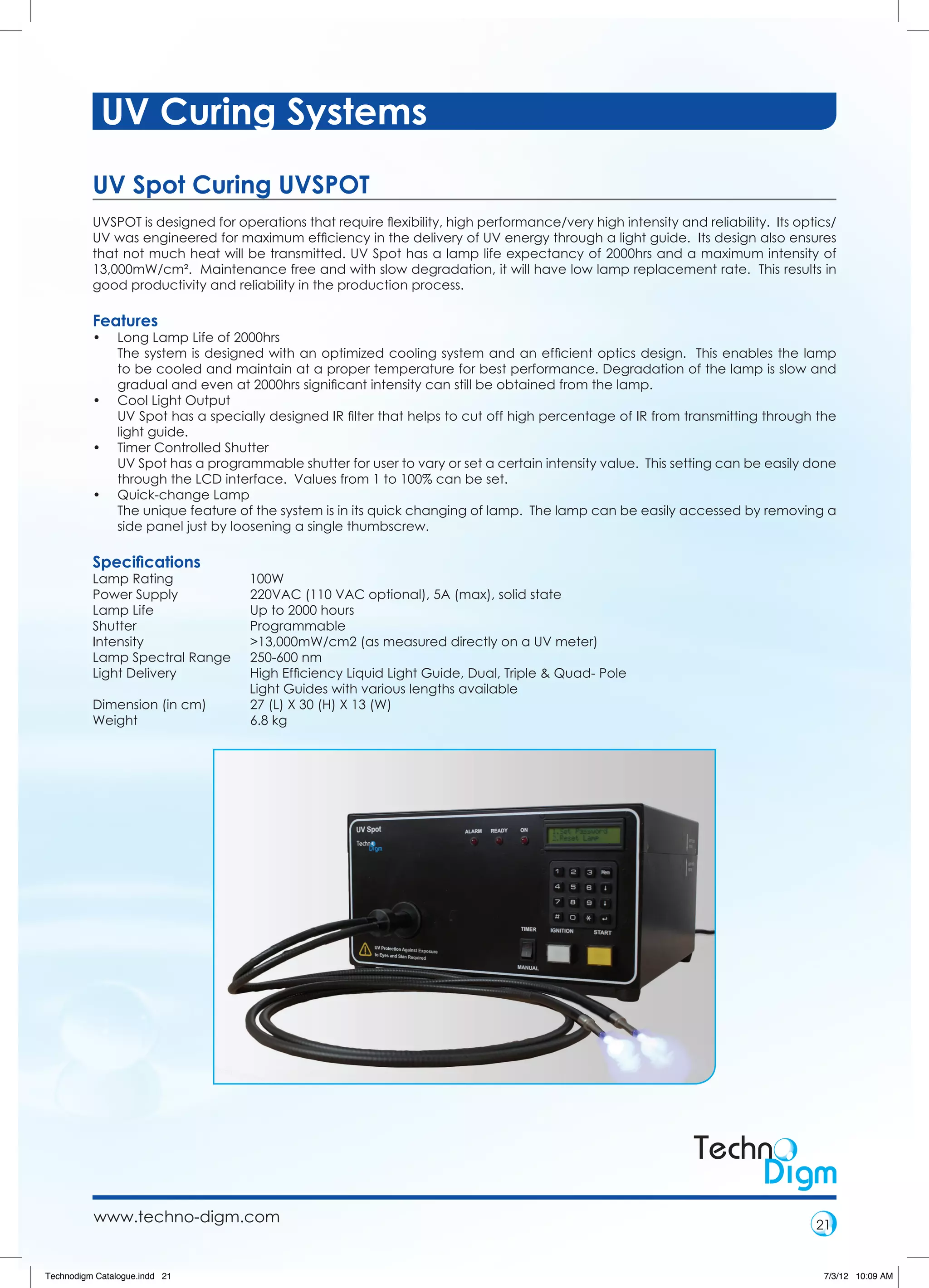 UV Curing System - Technodigm Innovation | PDF
