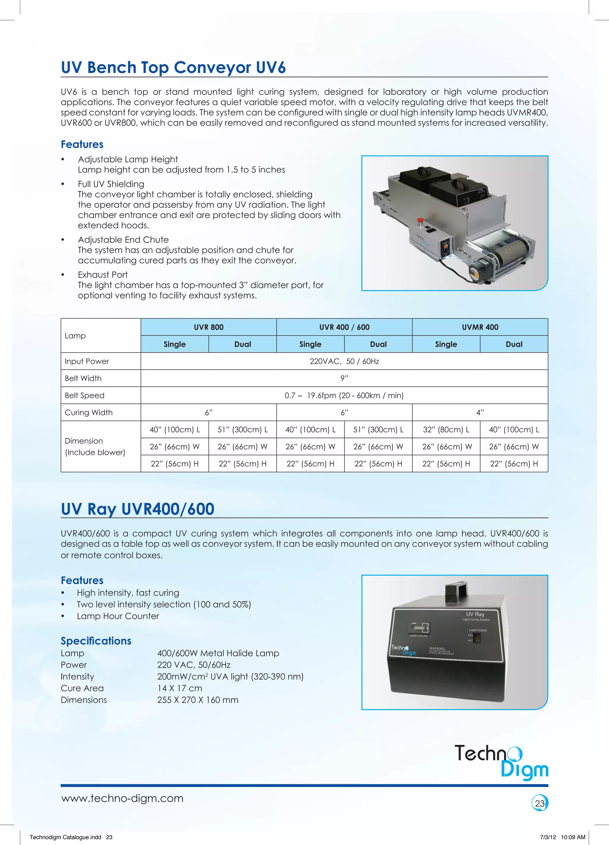 UV Curing System - Technodigm Innovation | PDF