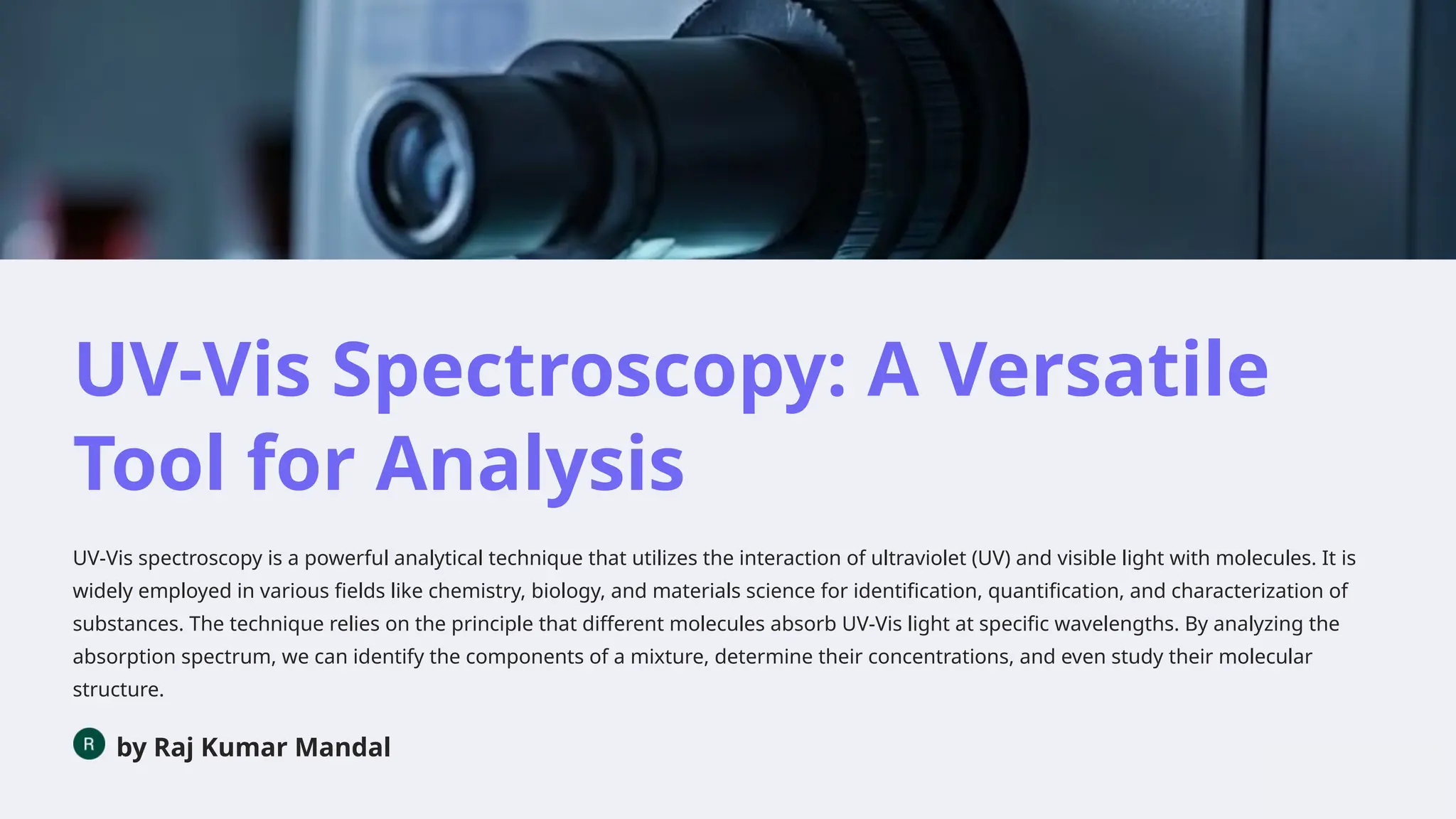 UV Vis Spectroscopy A Versatile Tool for Analysis on Slide Share by Raj Kumar Mandal | PPT