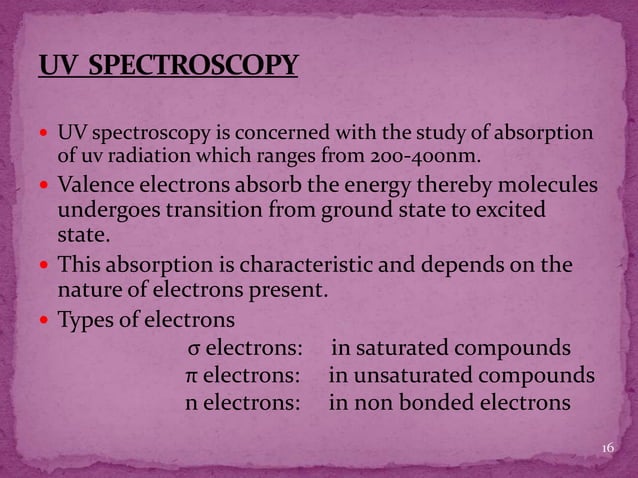 Uv visible spectroscopy ppt | PPTX | Chemistry | Science