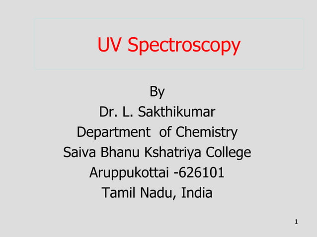Uv-vis Spectroscopy | PDF