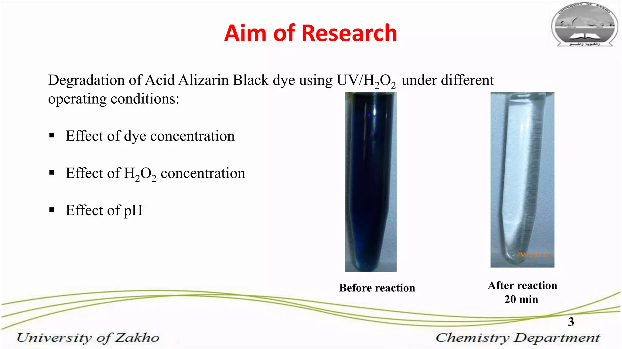 Homogeneous Photocatalytic Degradation of Acid Alizarin Black Using ...