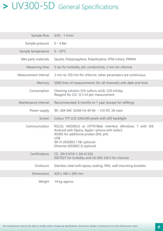 UV300-5D online analyser for drinking water-tethys datasheet | PDF
