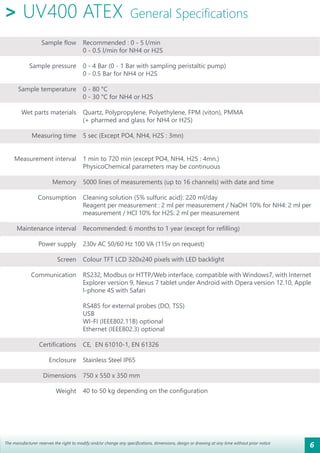 UV400-ATEX online water analyser-tethys datasheet | PDF