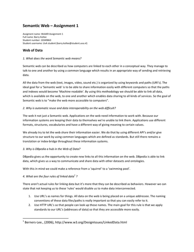 Semantic web assignment1 | PDF
