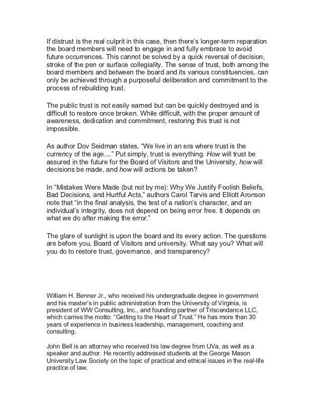 UVA Editorial Letter The Daily Progress September 30 2012