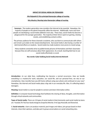 IMPACT_OF_SOCIAL-MEDIA- AMONG- TEENAGERS | PDF