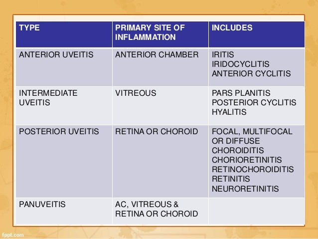 Uveitis classification & clinical features 1