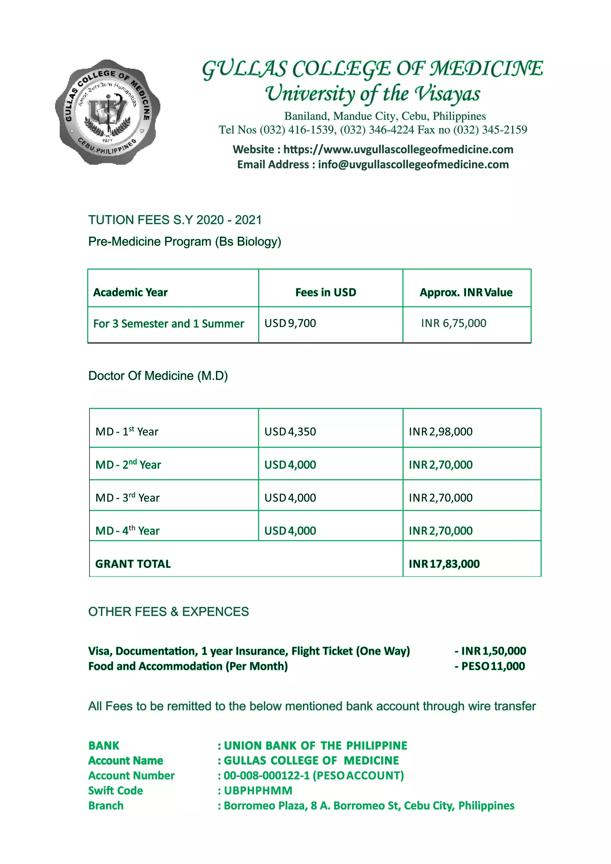 Uv gullas college of medicine fee structure 20 21 | PDF | Undergraduate Education | College ...