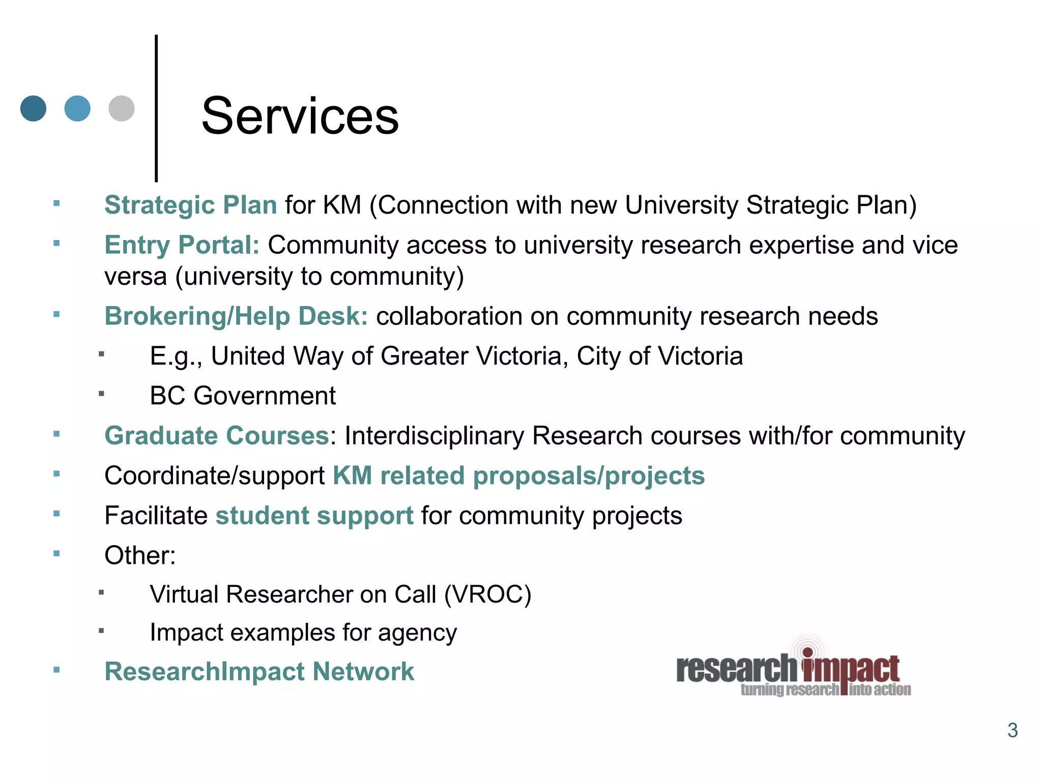 Knowledge Mobilization at UVic | PPT