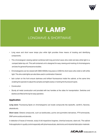 UV Lamp by ACMAS Technologies Pvt Ltd. | PDF