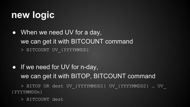 UV logic using redis bitmap | PPT