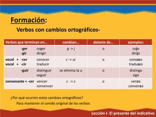 Unidad I- Lección 1- El presente del indicativo | PPTX
