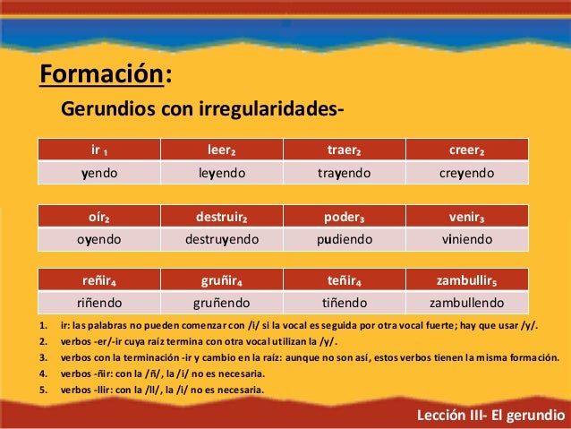 Unidad I- Lección 3- El gerundio