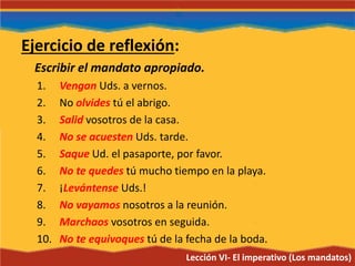 Unidad I- Lección 6- El imperativo (los mandatos) | PPTX