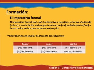 Unidad I- Lección 6- El imperativo (los mandatos) | PPTX