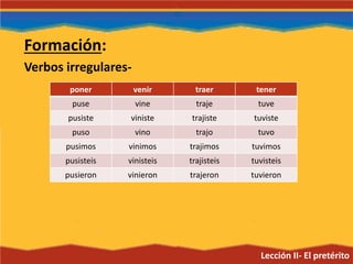 Unidad II- Lección 2- El pretérito | PPTX