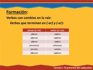 Unidad IV- Lección 1- El presente del subjuntivo | PPTX