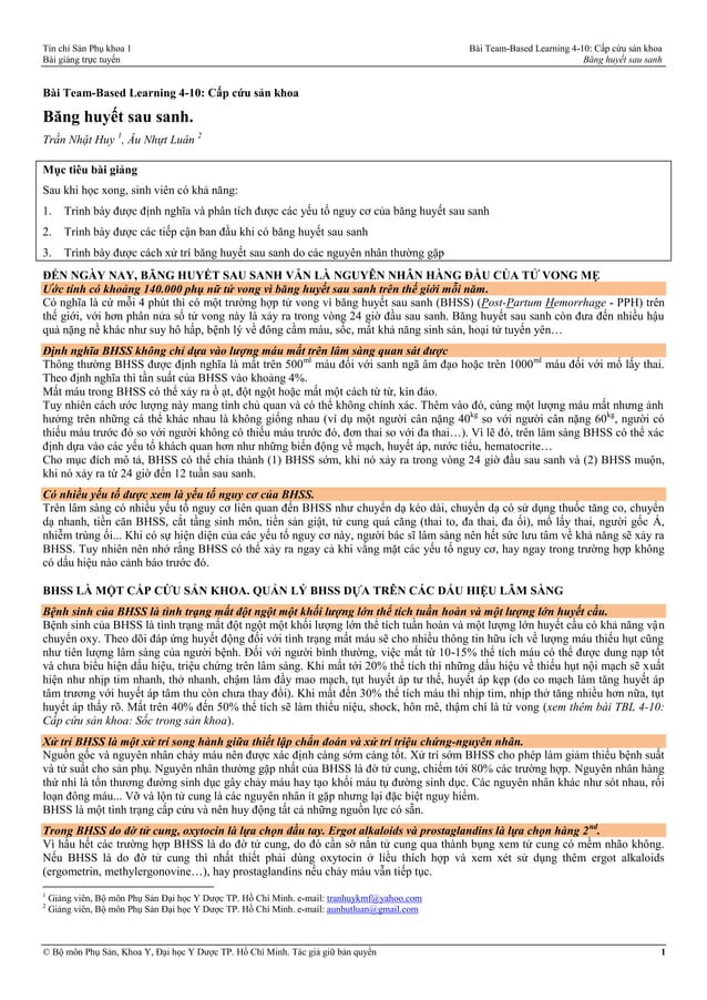 BĂNG HUYẾT SAU SINH | PDF